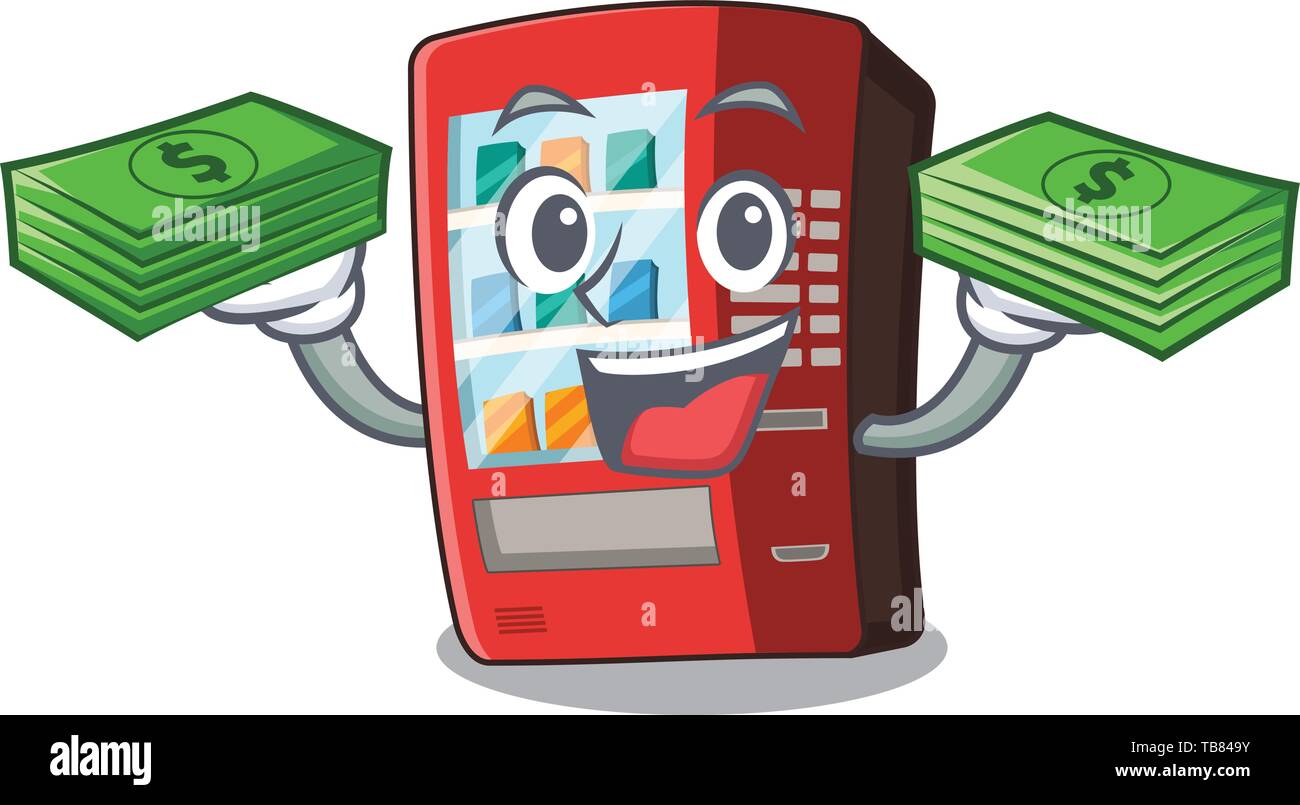 With money bag vending machine next to character door Stock Vector ...