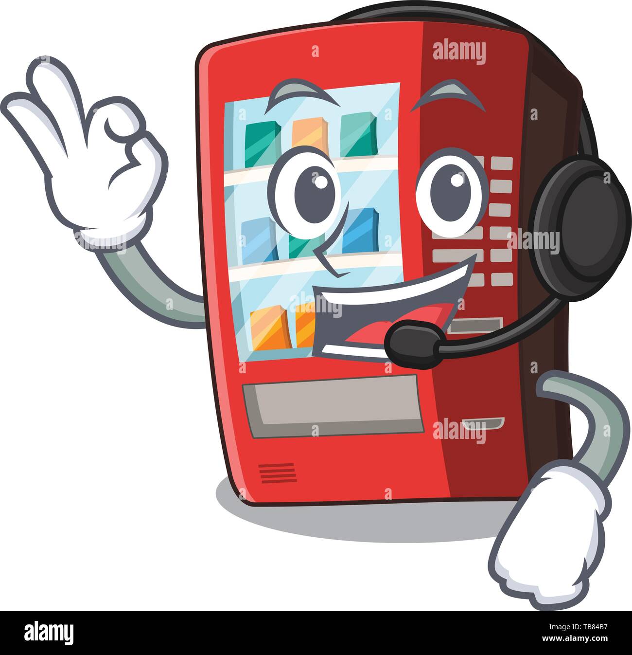 With headphone toy vending machine above cartoon table Stock Vector ...