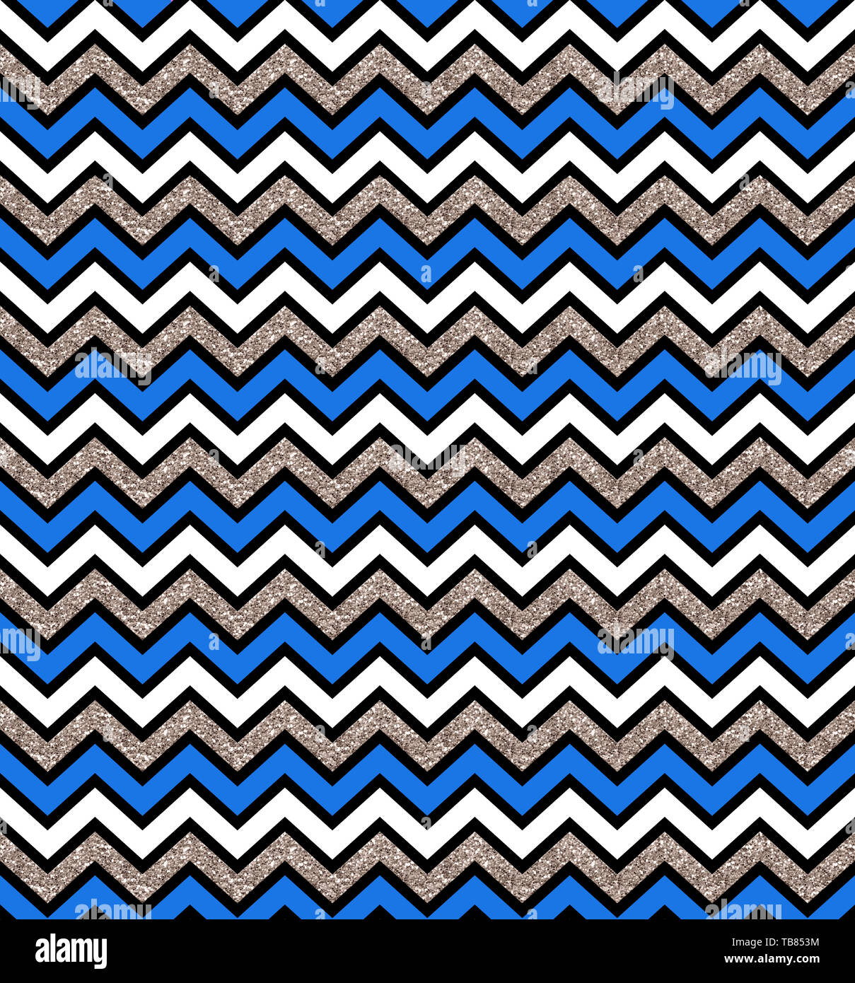 Zigzag blue and glow silver seamless pattern. Geometric background ...