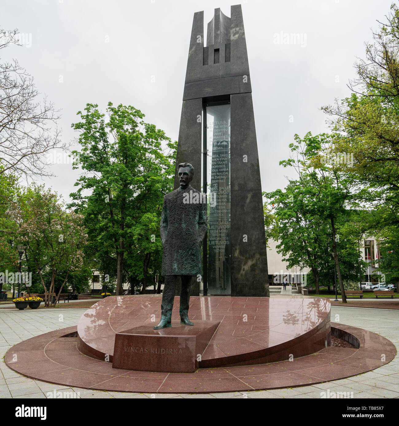 Vilnius, Lithuania. May 2019. the statue in Vincas Kudirka Square Stock ...