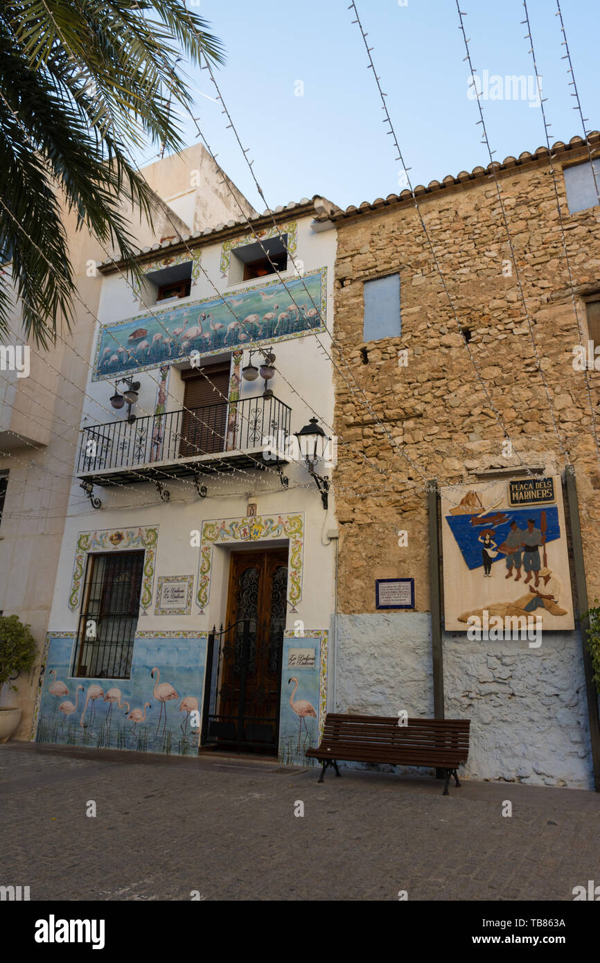 Calpe, Alicante, Spain. May 10, 2019: Fishermen square (sign ...