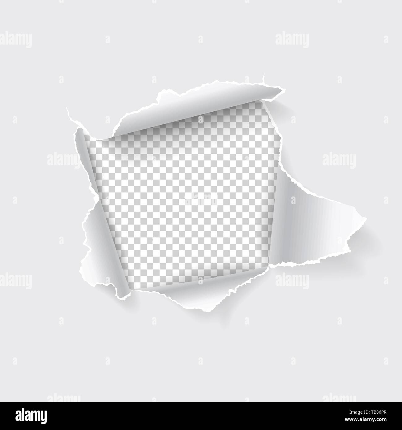 Torn hole in paper on transparent background. Vector illustration Stock ...