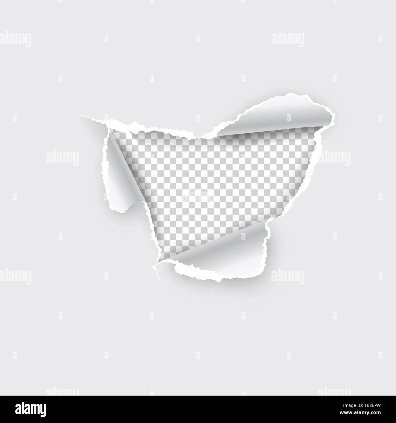 Torn hole in paper on transparent background. Vector illustration Stock ...