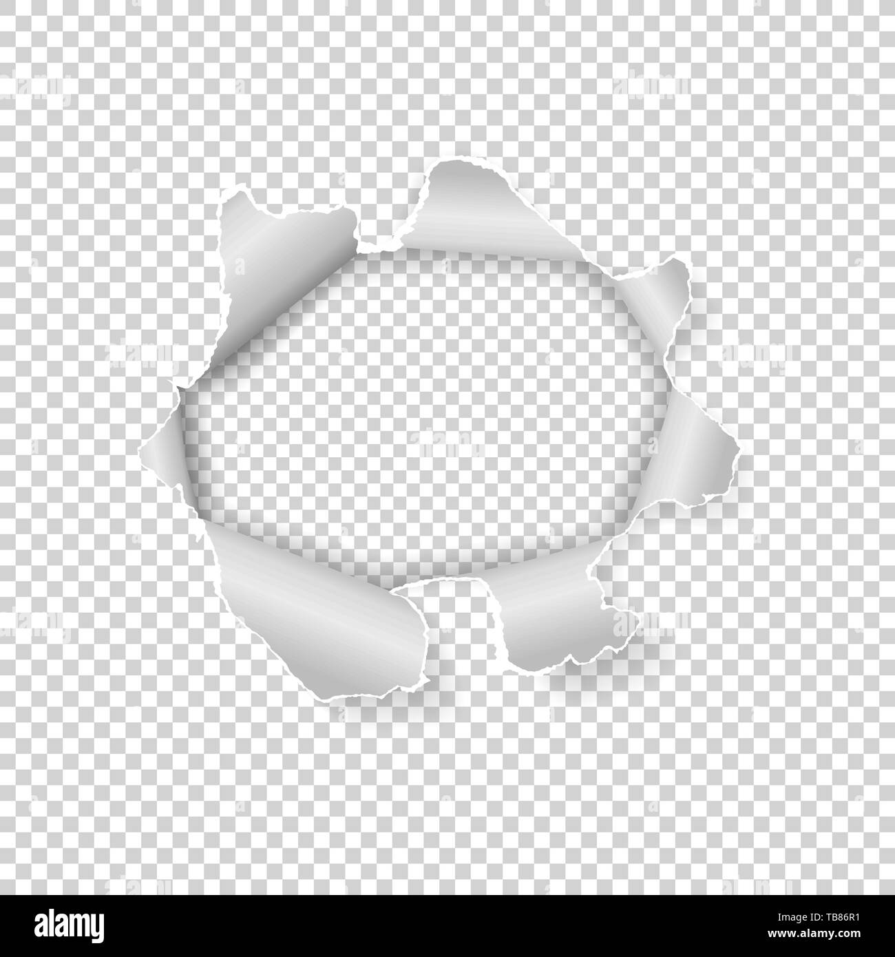 Torn hole in paper on transparent background. Vector illustration Stock ...