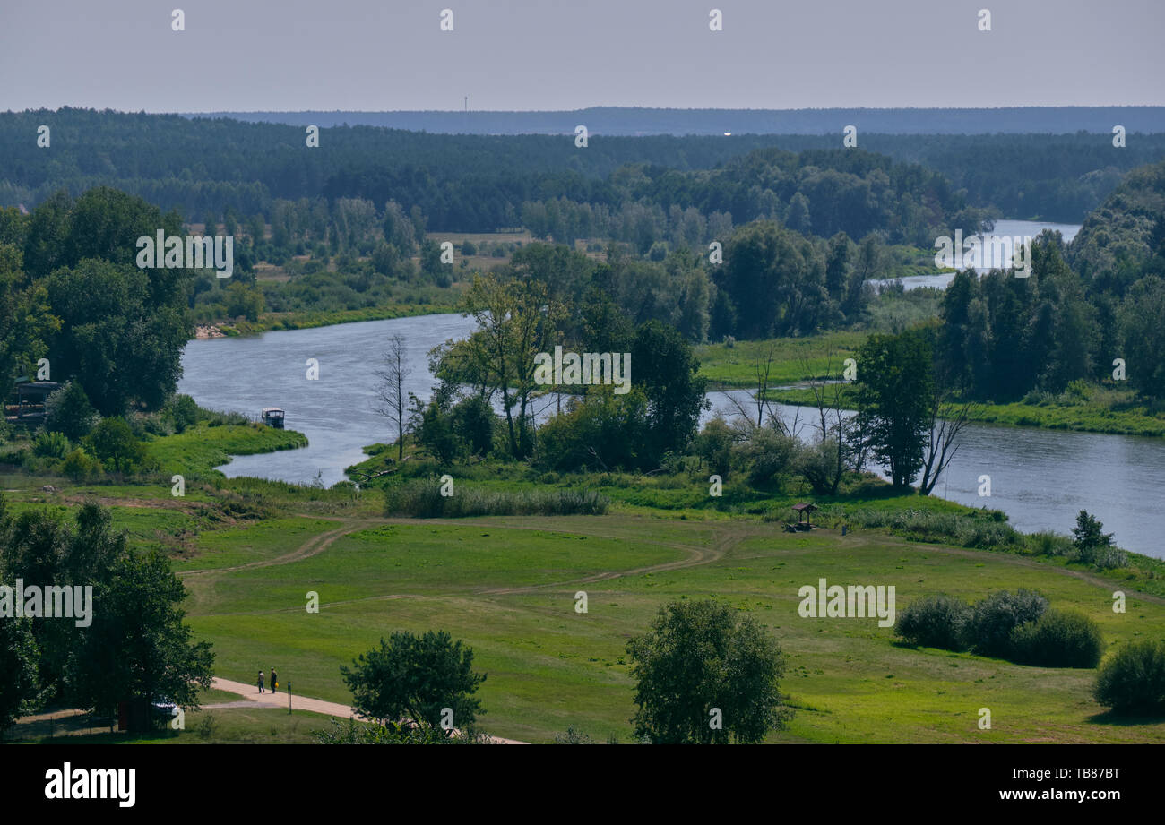Bug River valley view from castle hill in summer, Podlasie Region ...
