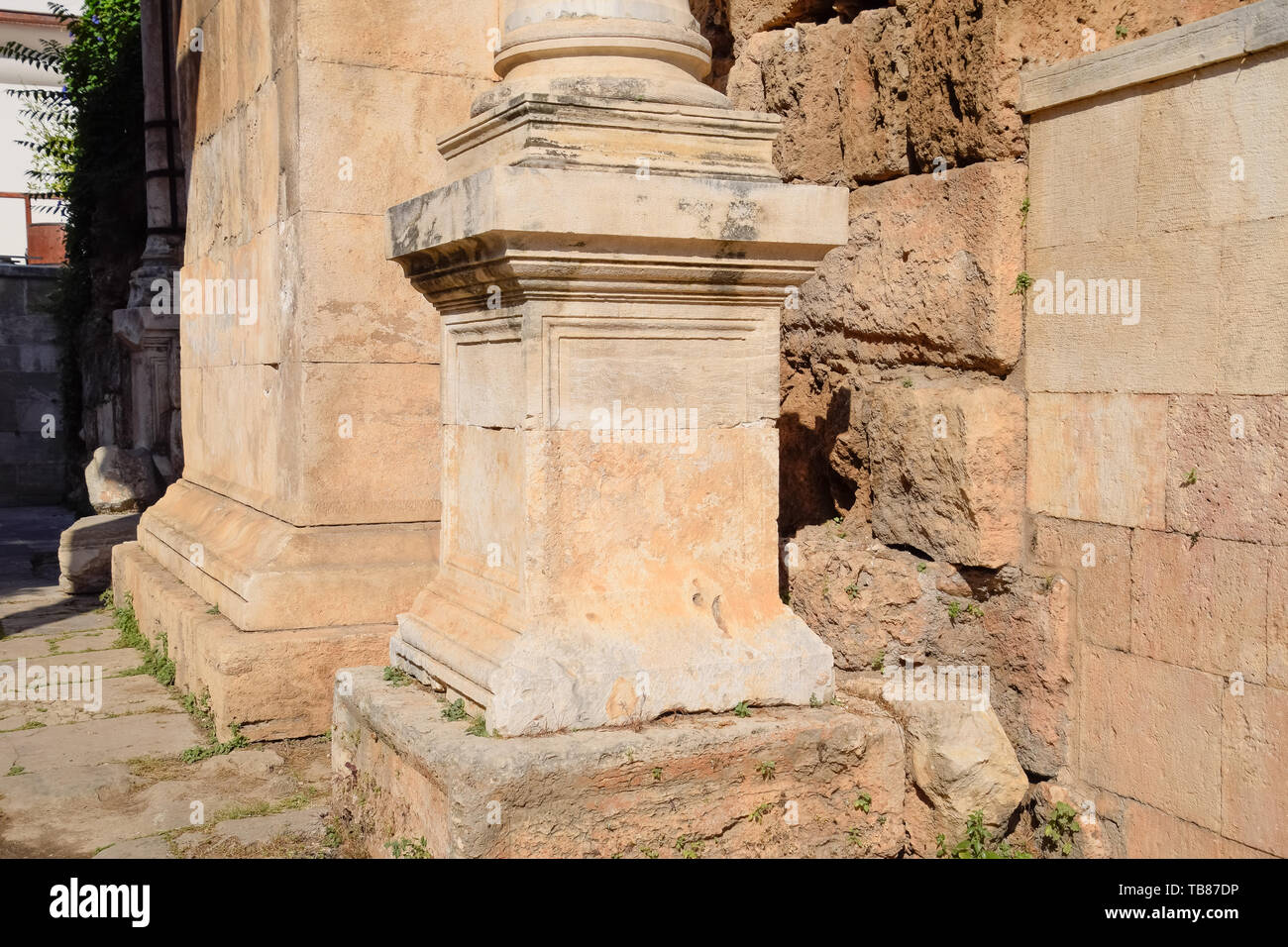 Element columns of ancient structures. Hadrians Gate, Antalya landmark ...