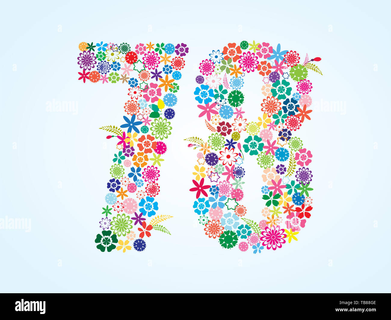 Vector Colorful Floral 78 Number Design isolated on white background ...