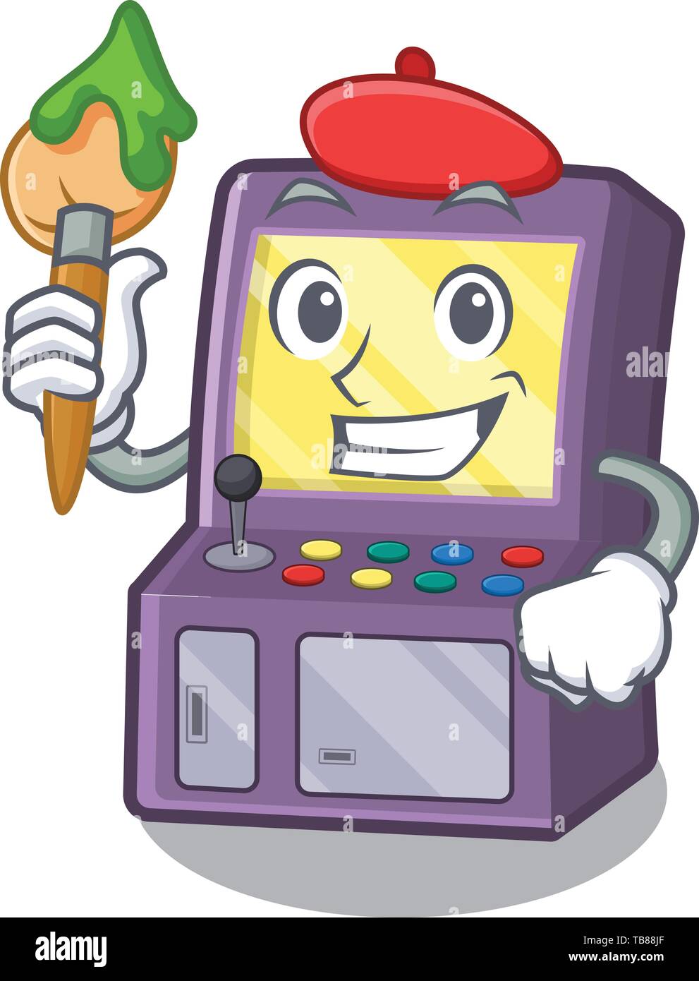 Artist arcade machine isolated with the character Stock Vector Image ...