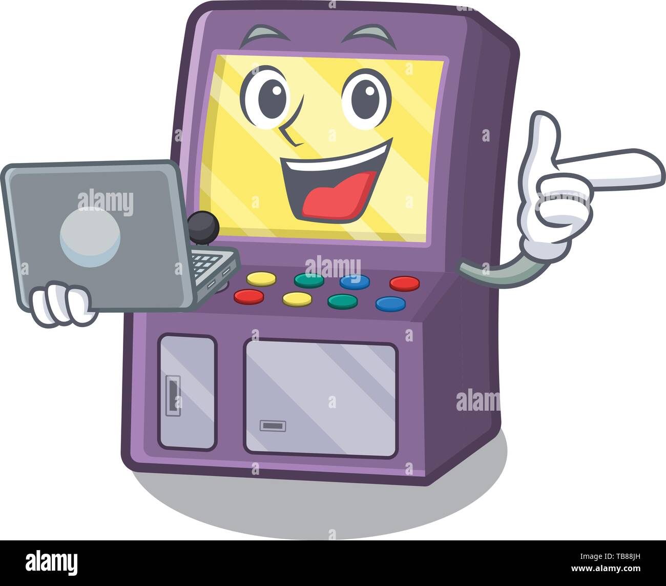 With laptop arcade machine isolated with the character Stock Vector ...