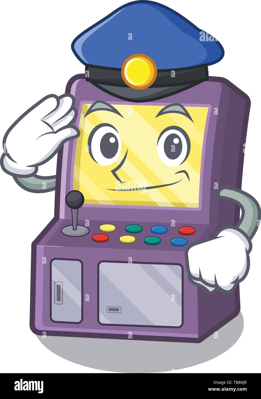 Police arcade machine isolated with the character Stock Vector Image ...