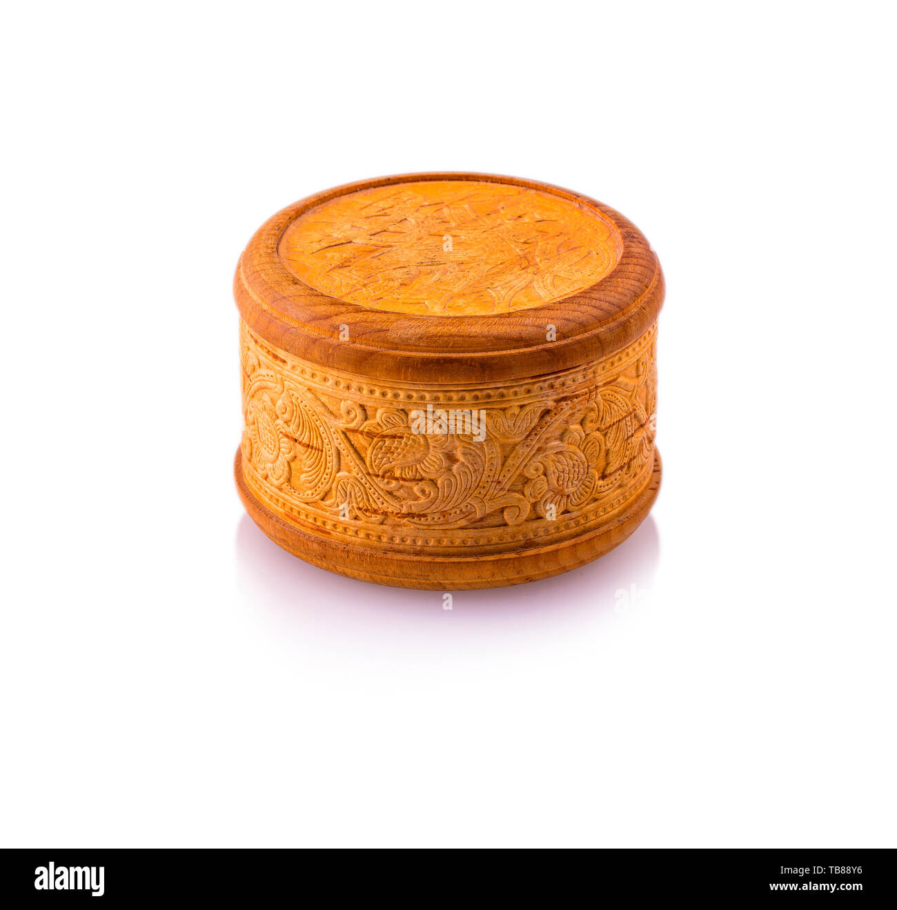 Birch-bark box on white background Stock Photo - Alamy