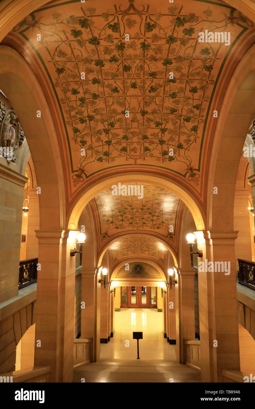 Hallway of the side staircases inside of Minnesota State Capitol.Saint ...