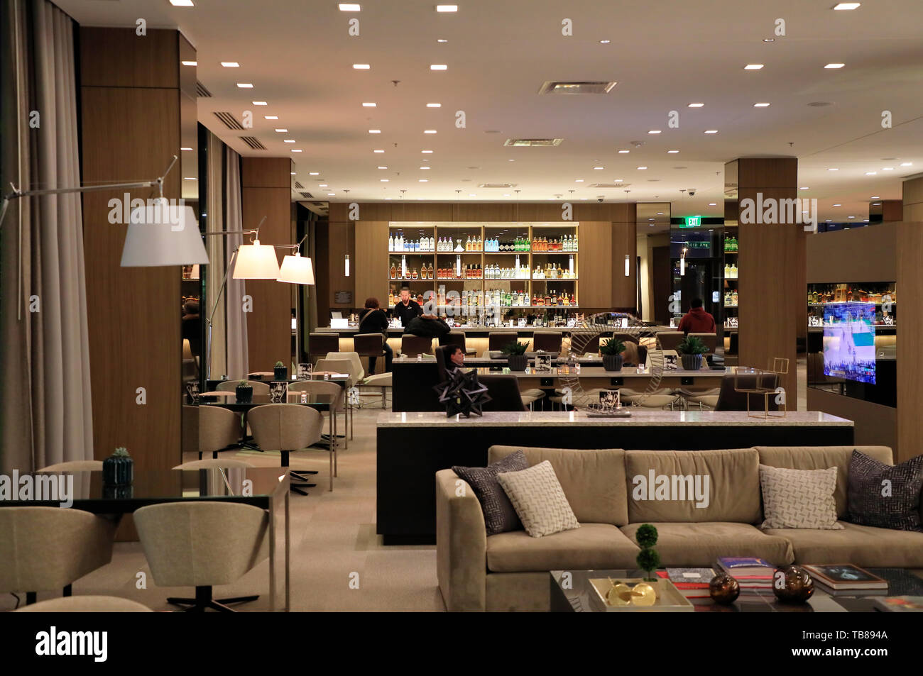 The lobby and bar inside of AC Hotel Bloomington by Marriott Mall of ...