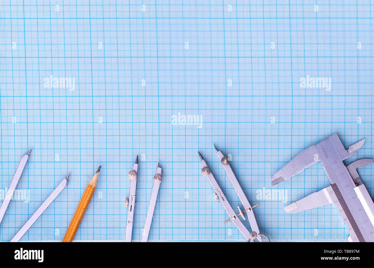 set of drawing tools on the drawing paper Stock Photo - Alamy
