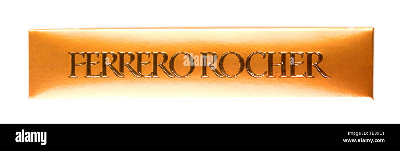 Chisinau, Moldova February 27, 2017: Box of chocolates Ferrero Rocher ...