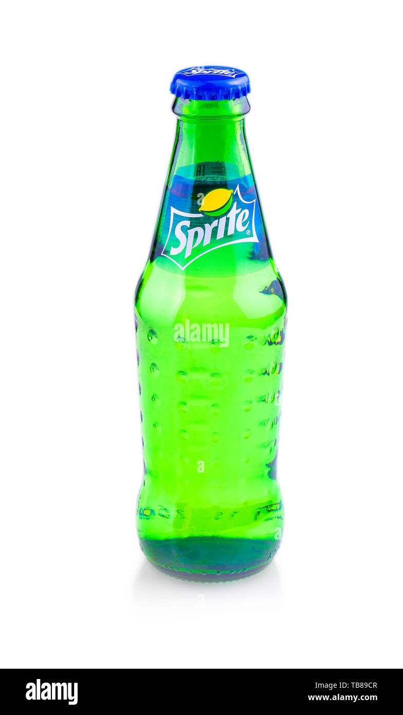 Chisinau, Moldova February 28, 2017: Sprite glass bottle isolated on ...