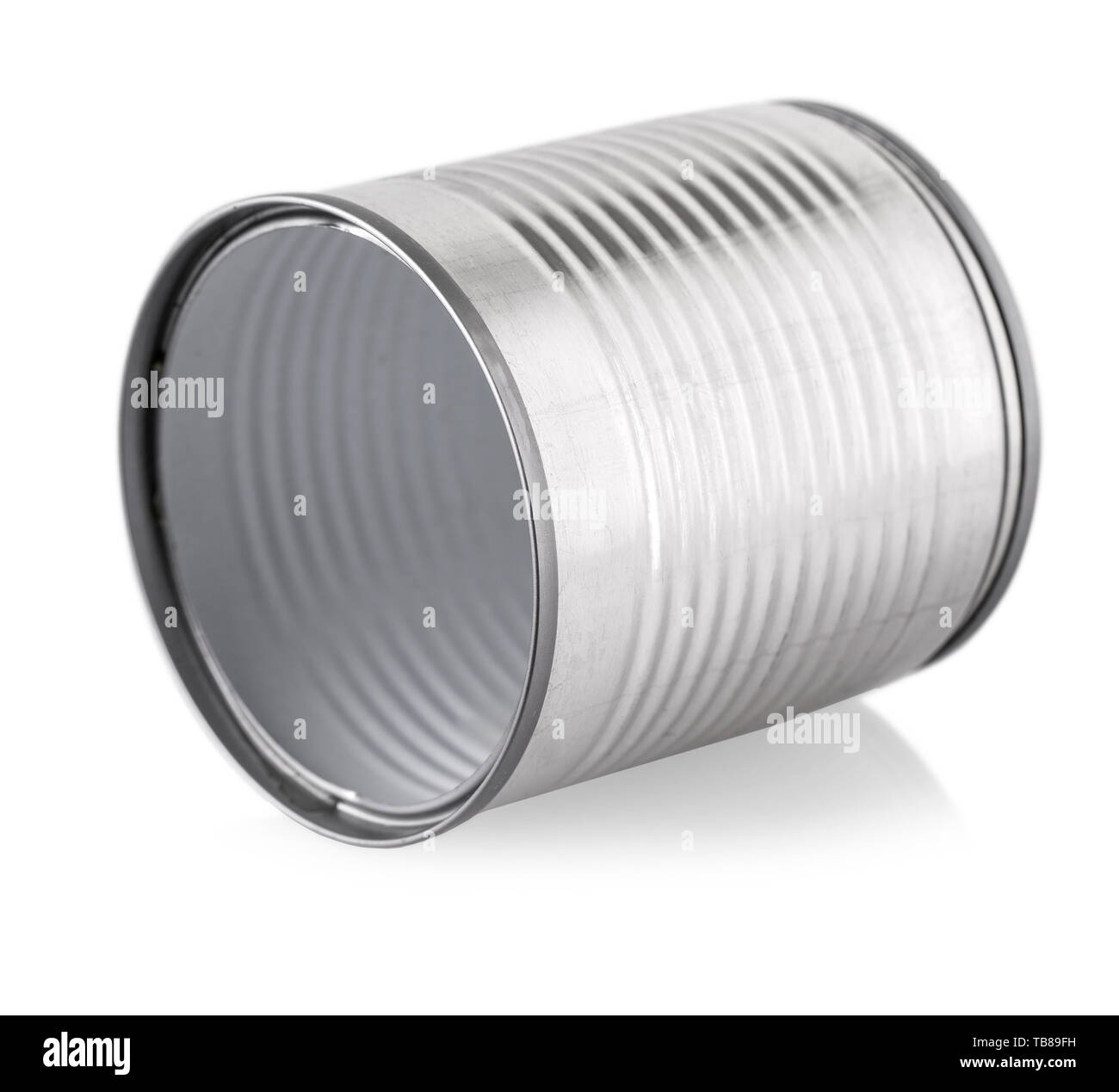 empty silver can on white background Stock Photo - Alamy
