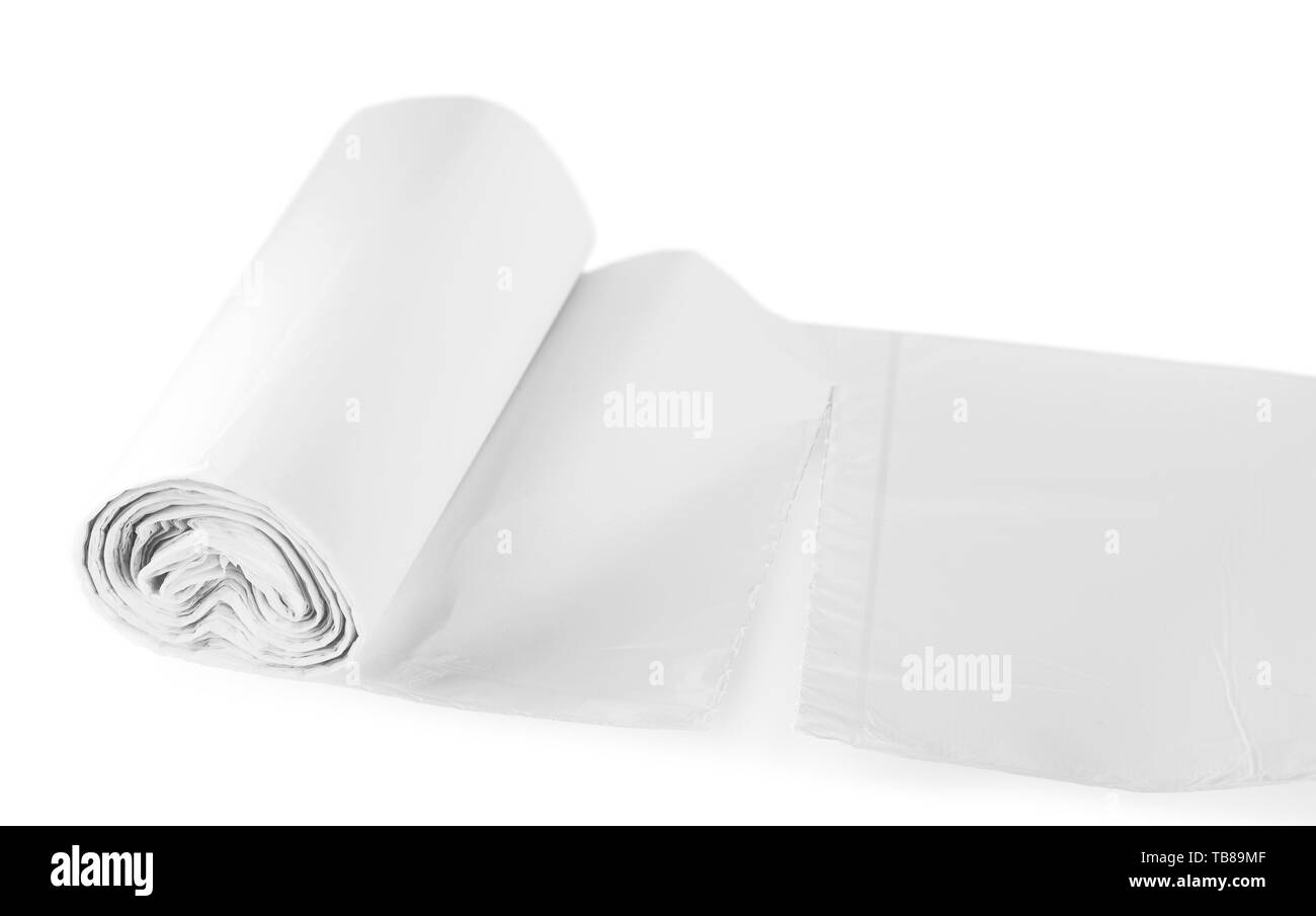 Roll of plastic oven cooking bags isolated on white Stock Photo - Alamy