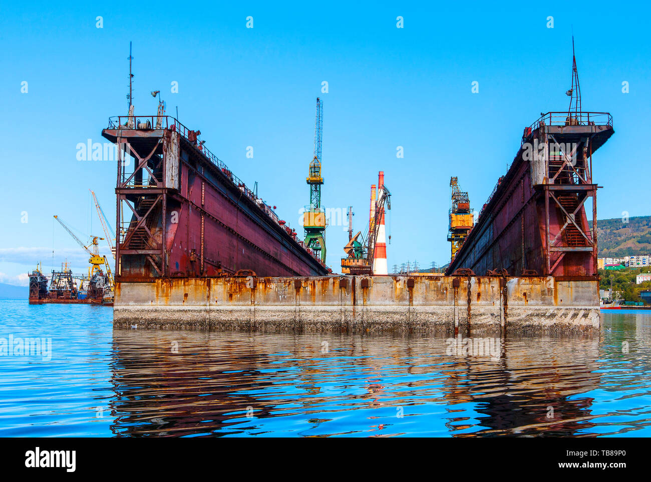 large floating repair dock for ships Stock Photo - Alamy