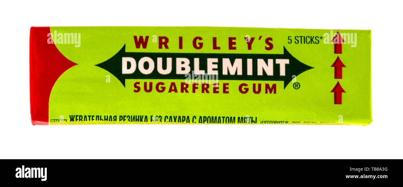 Russia, Kamchatka - SEPTEMBER 20, 2017: Doublemint chewing gum made by ...
