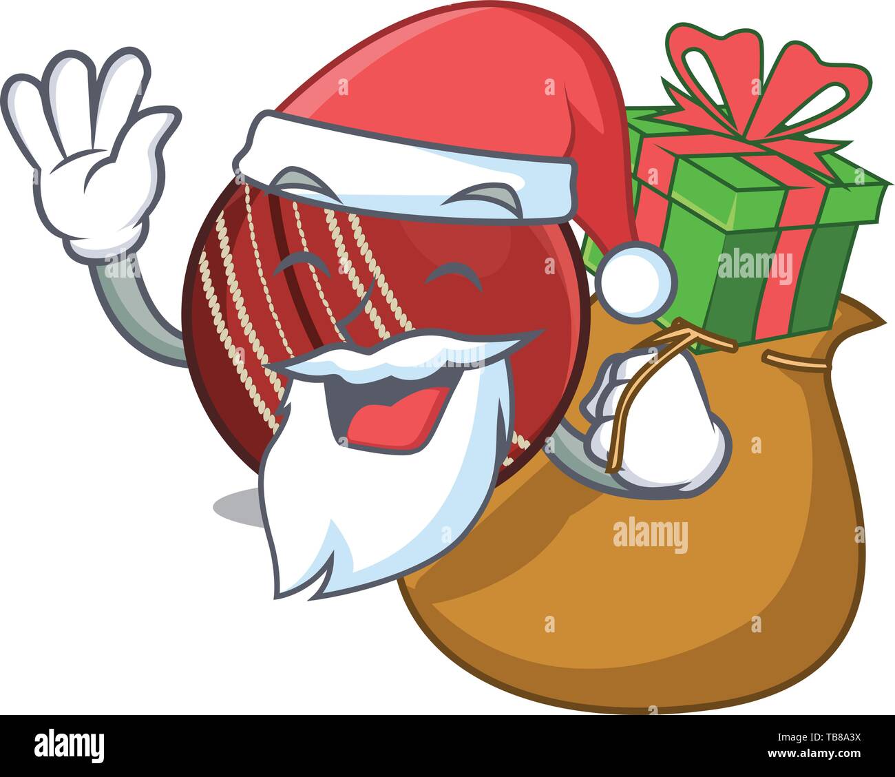 Santa with gift cricket ball in the character column Stock Vector Image ...