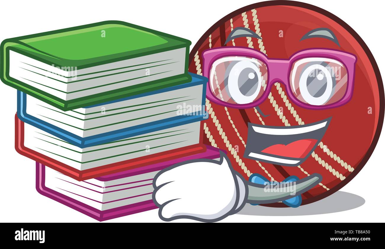 Student with book cricket ball in the character column Stock Vector ...