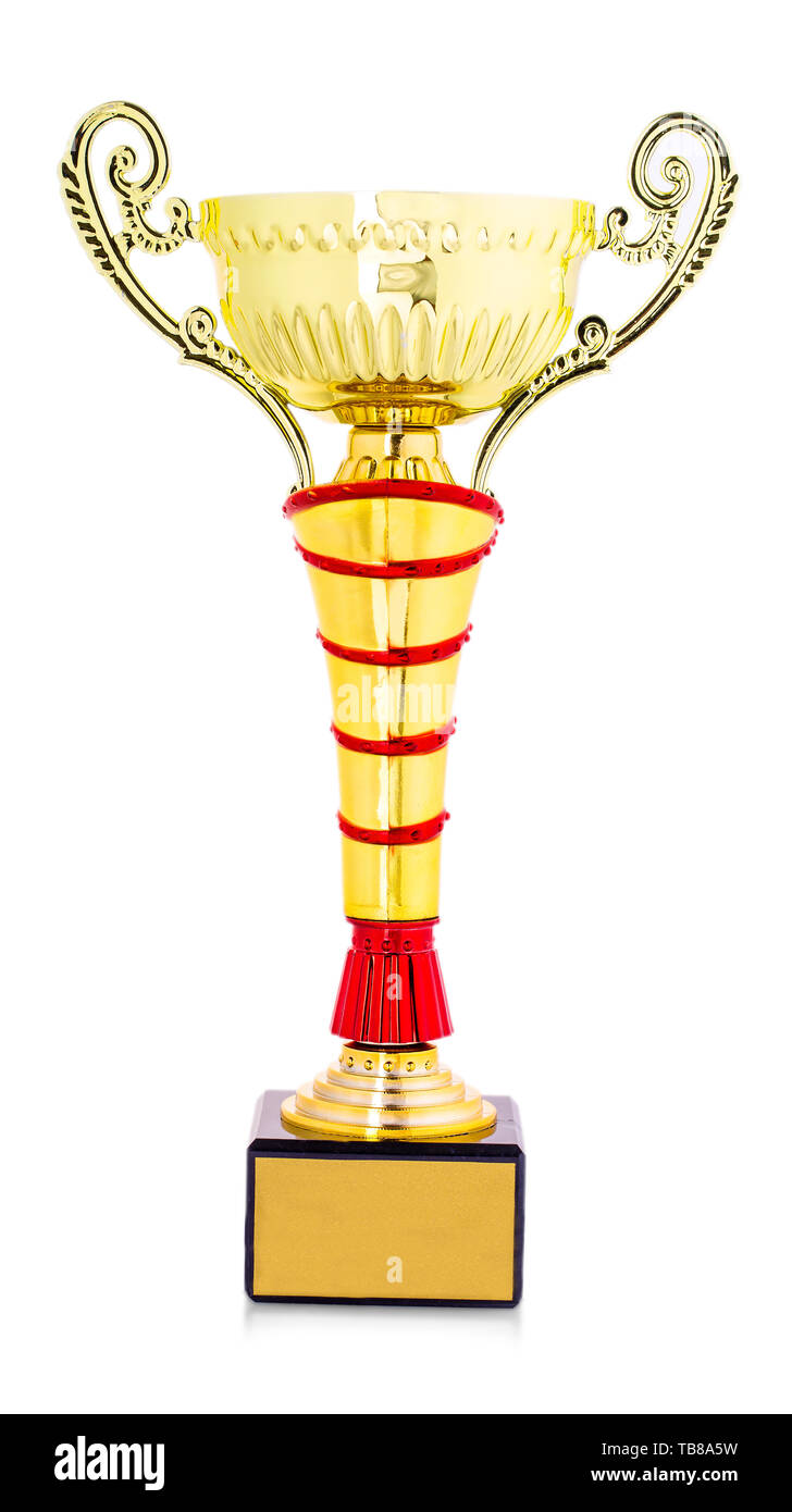 golden trophy isolated on white background Stock Photo - Alamy