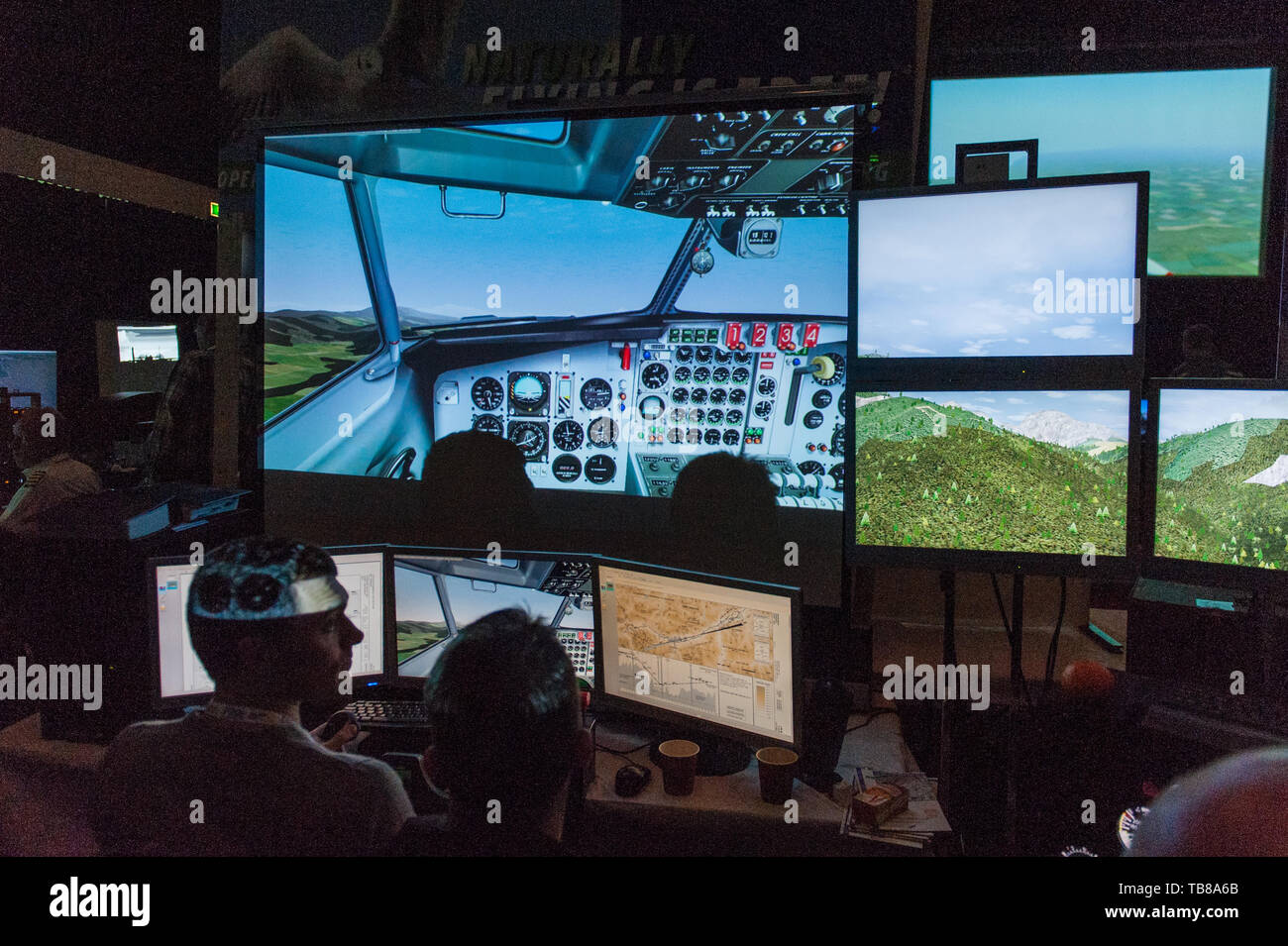 Computer simulation of airplane flight hi-res stock photography and ...