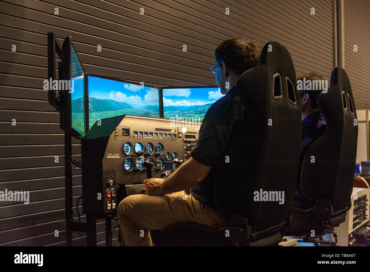 Computer simulation of airplane flight hi-res stock photography and ...