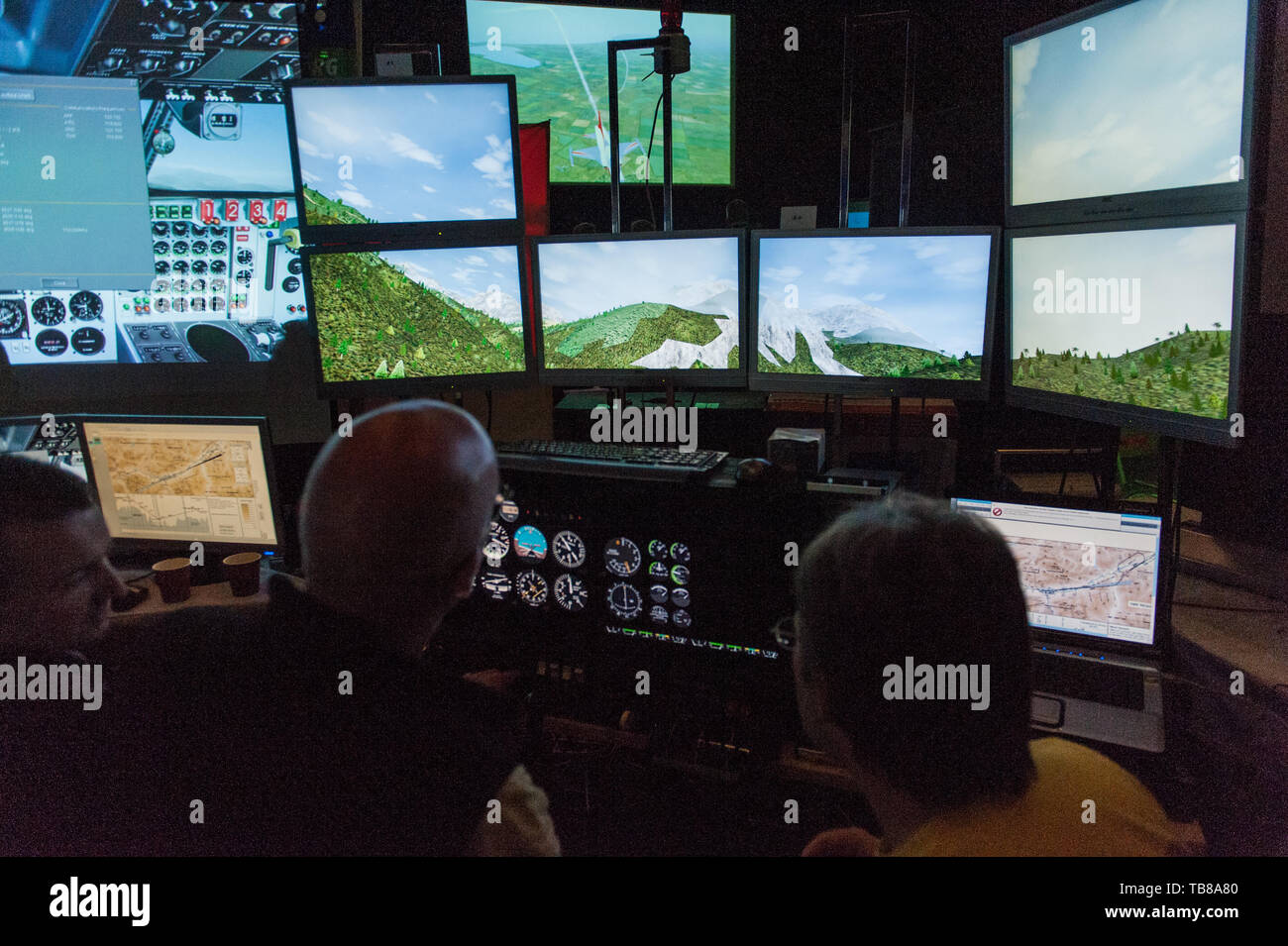 Computer simulation of airplane flight hi-res stock photography and ...