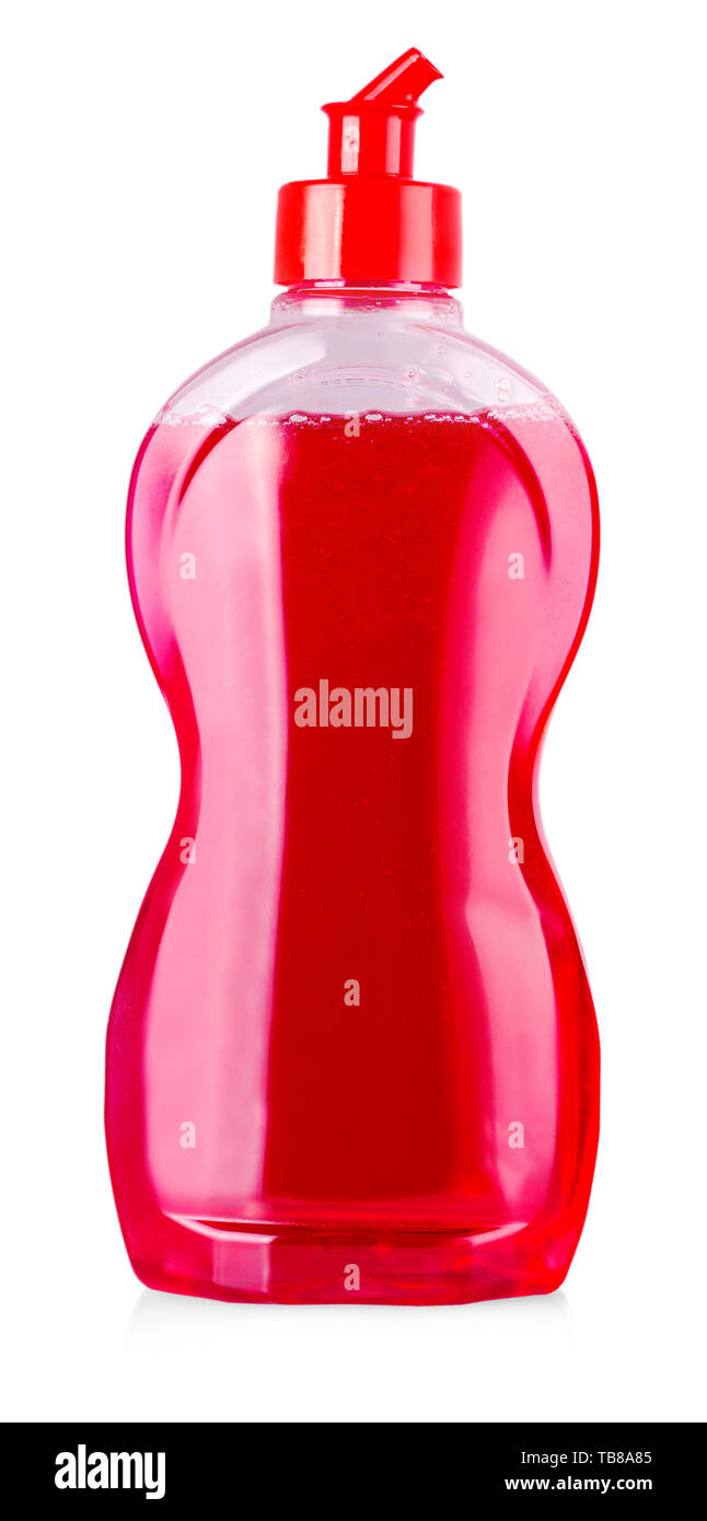 red cleaning equipment isolated on a white background. colored plastic ...