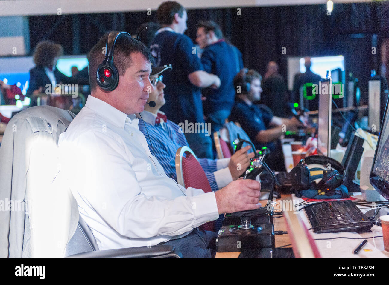 Computer simulation of airplane flight hi-res stock photography and ...