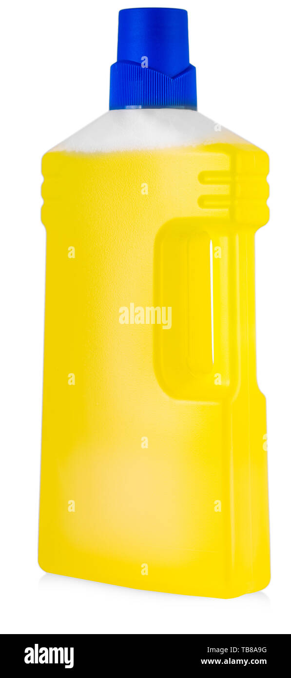 orange plastic bottle with liquid laundry detergent, cleaning agent ...