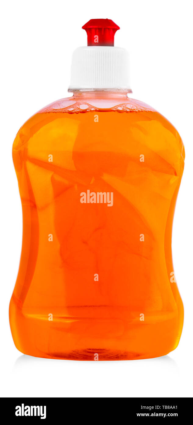 Red cleaning equipment isolated on a white background. colored plastic ...