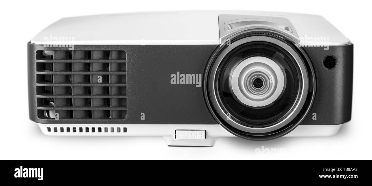 White multimedia projector isolated on white background Stock Photo - Alamy