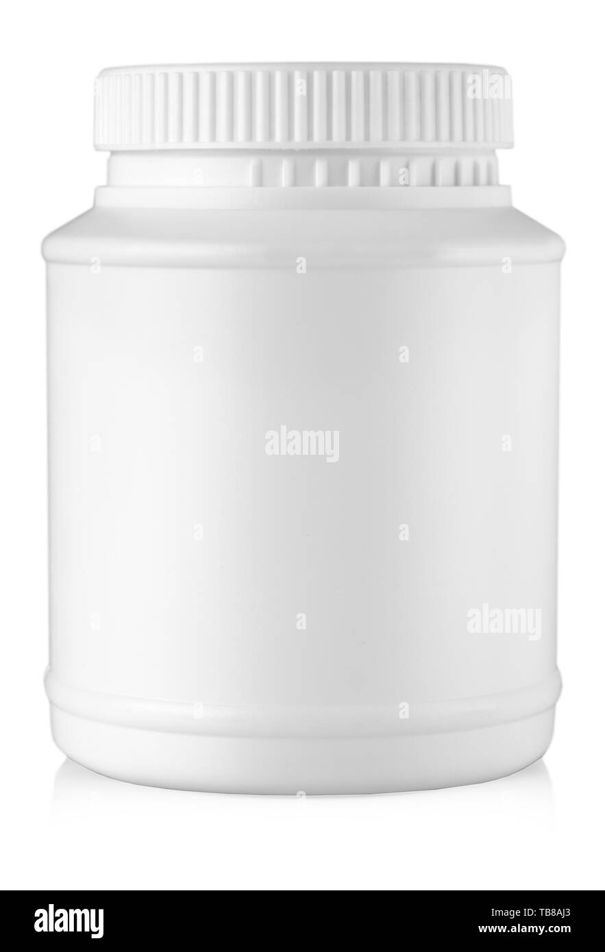 White plastic medicine bottle isolated on white Stock Photo - Alamy