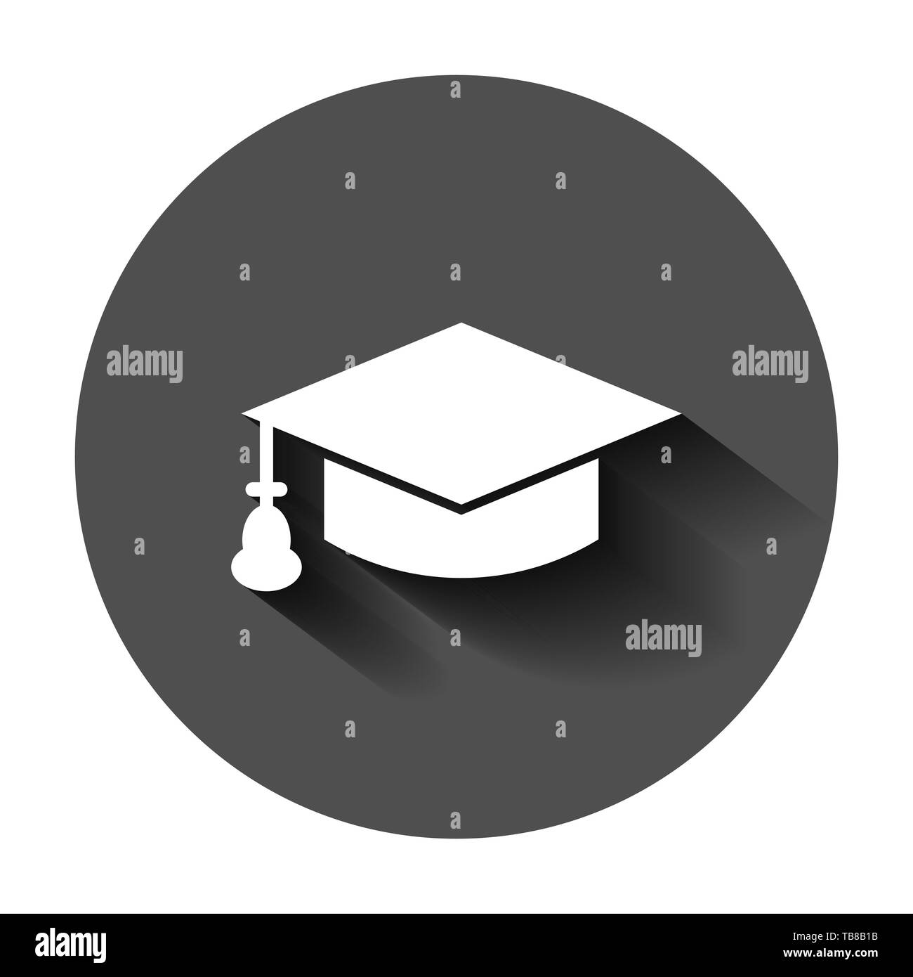 Graduation cap icon in flat style. Education hat vector illustration on ...