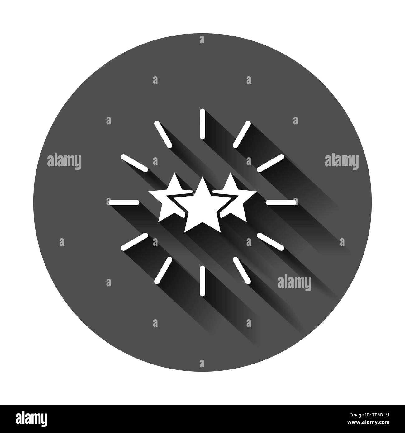 Excellence icon in flat style. Star ribbon vector illustration on black ...