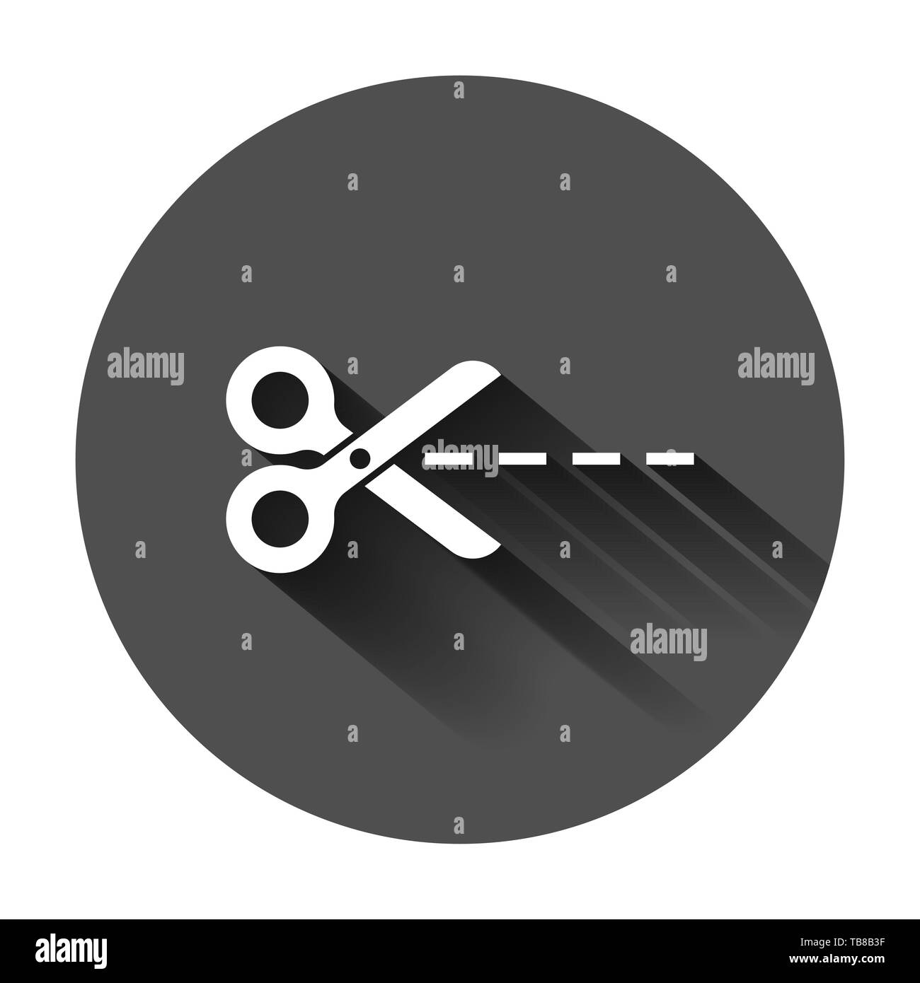 Cut lines icon in flat style. Scissors snip vector illustration on ...