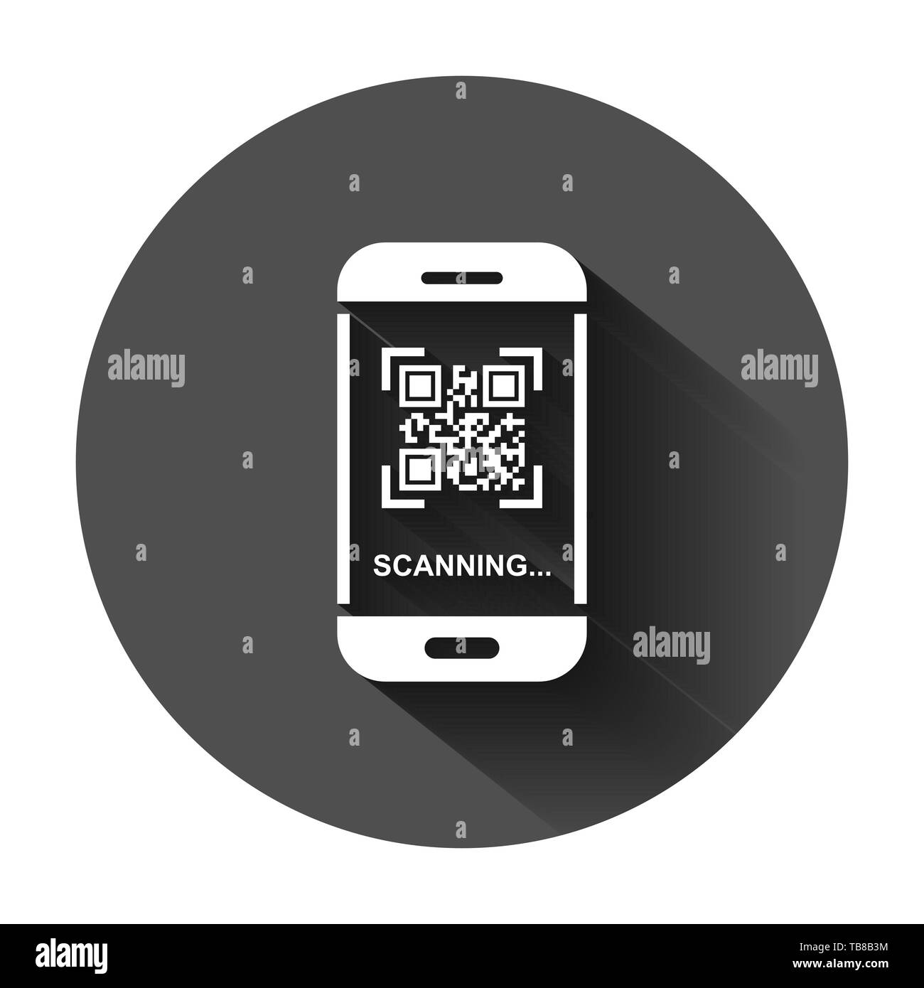Qr code scan phone icon in flat style. Scanner in smartphone vector ...