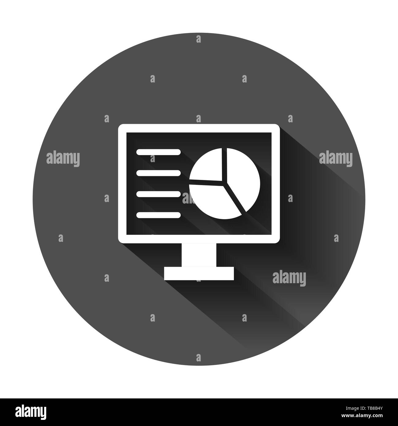 Analytic monitor icon in flat style. Diagram vector illustration on ...