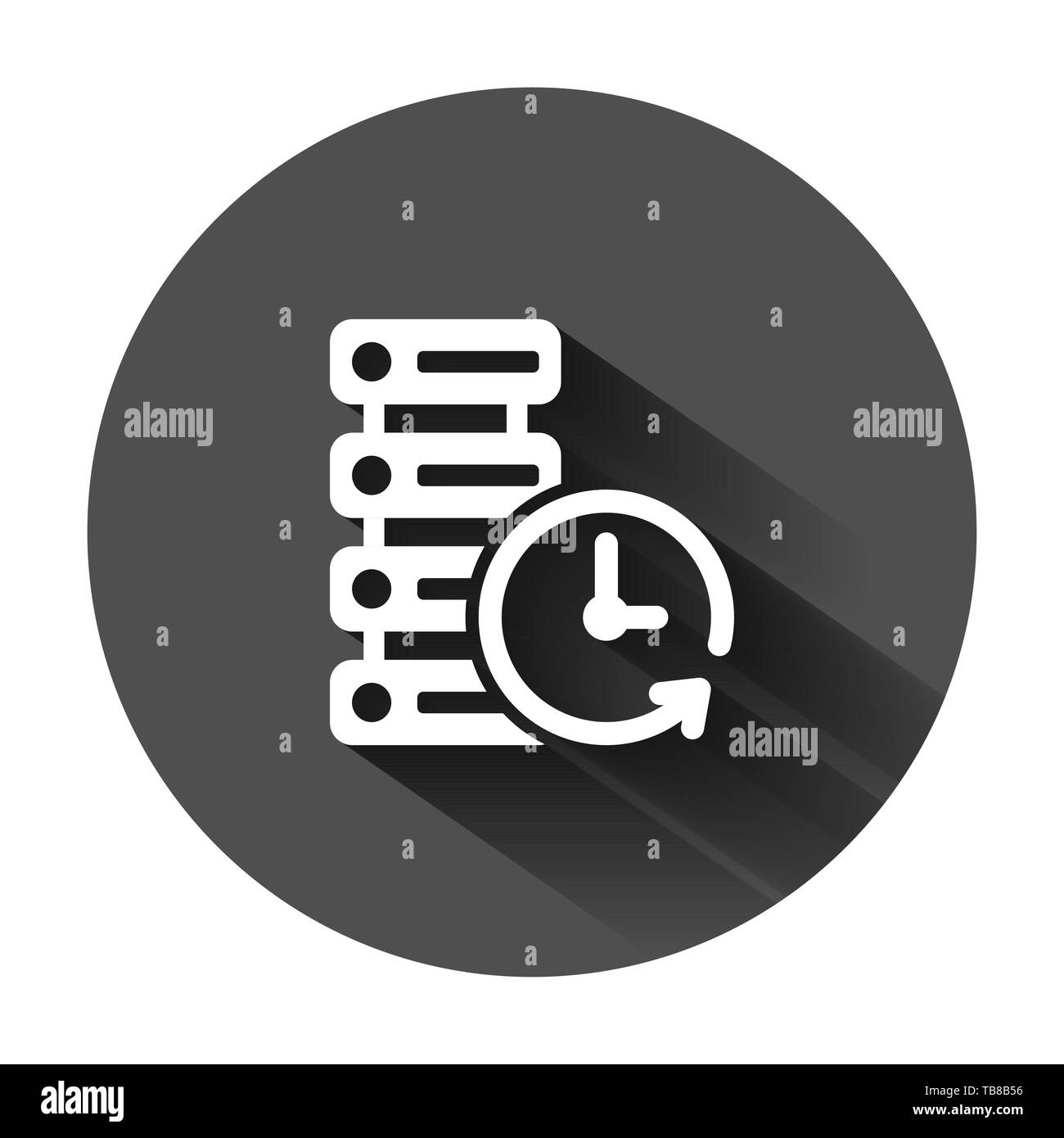 Data center icon in flat style. Clock vector illustration on black ...