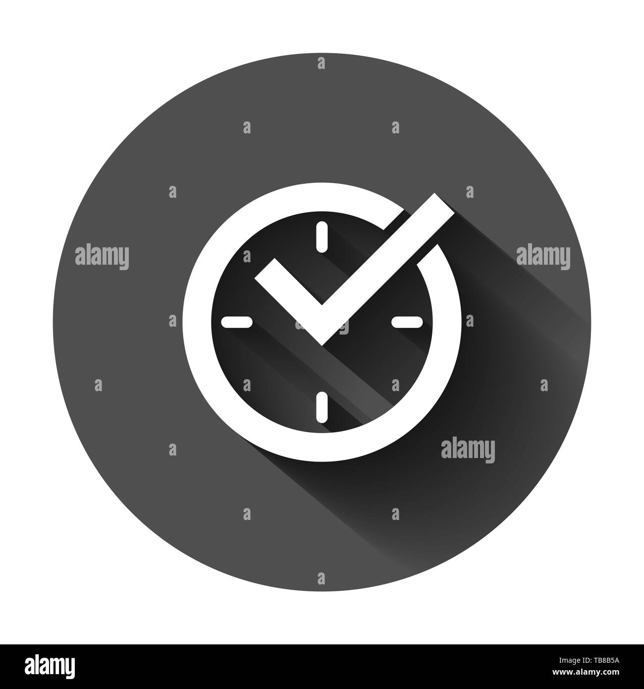 Real time icon in flat style. Clock vector illustration on black round ...