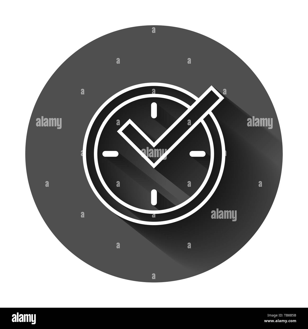Real time icon in flat style. Clock vector illustration on black round ...
