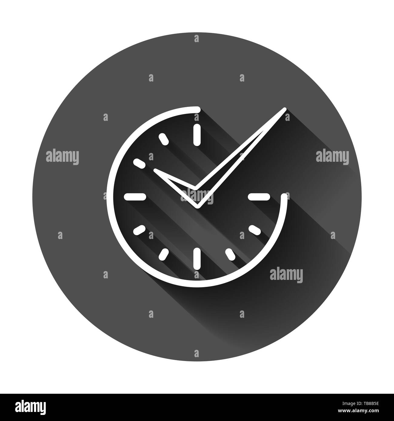 Real time icon in flat style. Clock vector illustration on black round ...