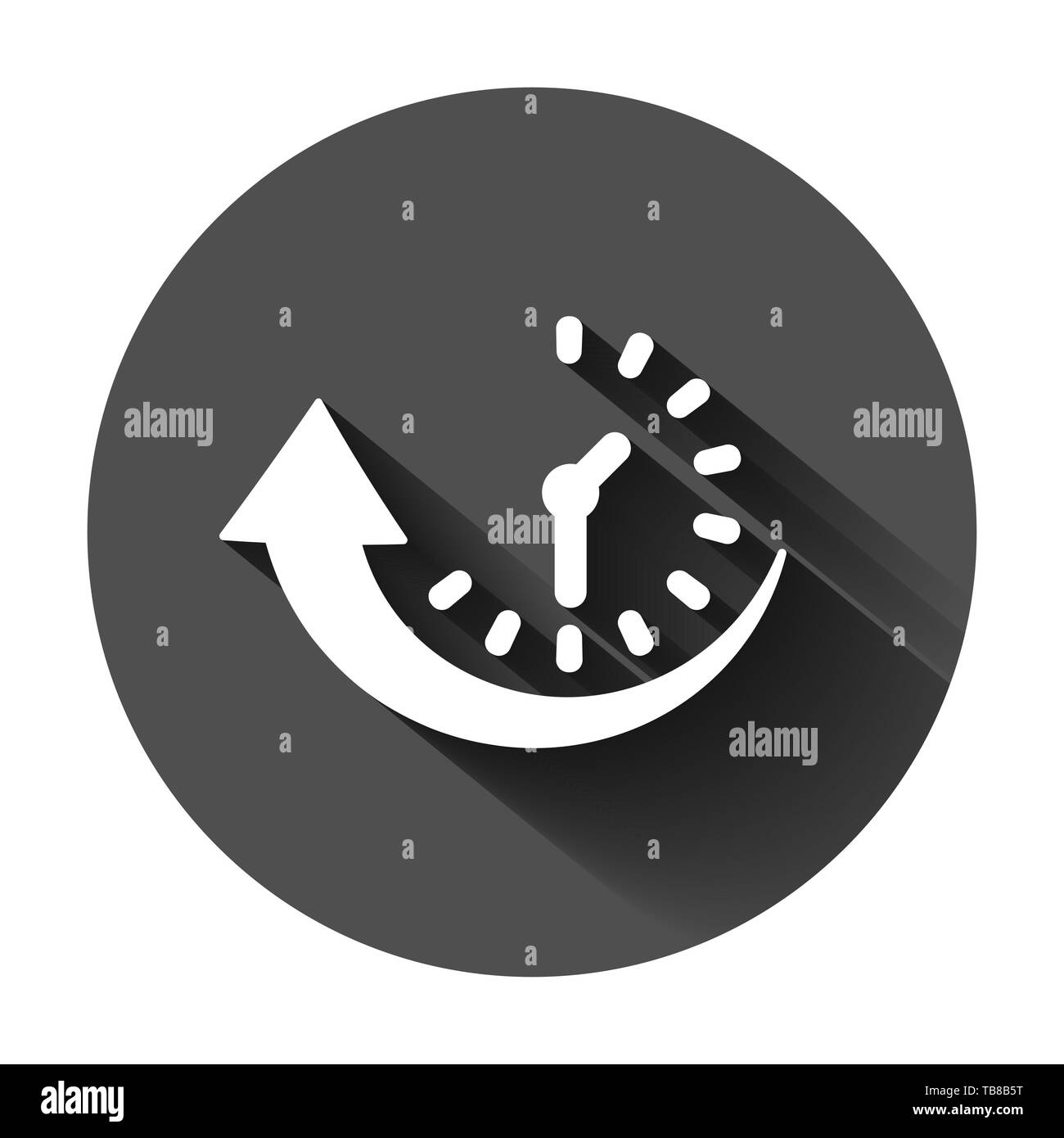 Downtime icon in flat style. Uptime vector illustration on black round ...