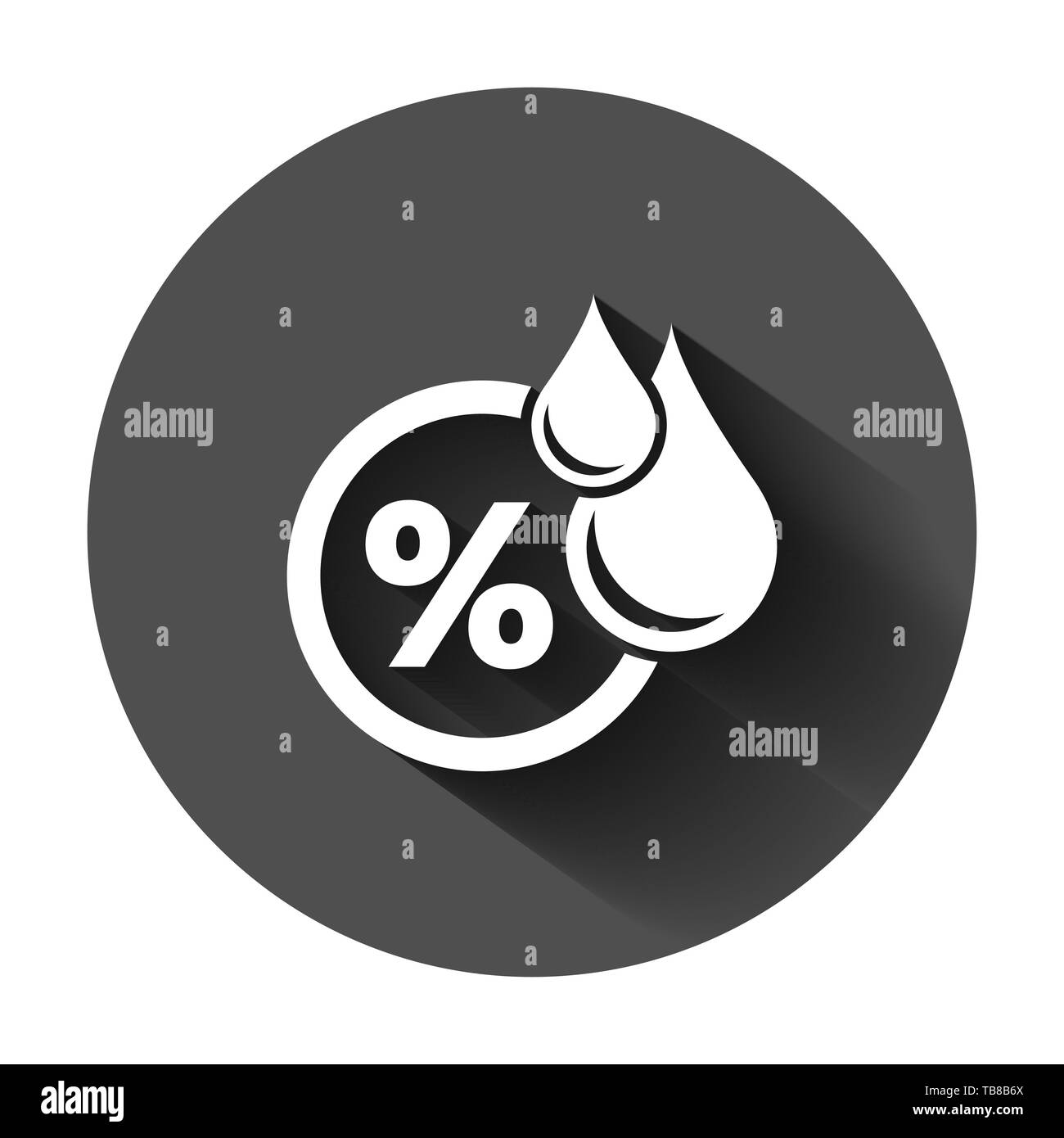 Humidity icon in flat style. Climate vector illustration on black round ...
