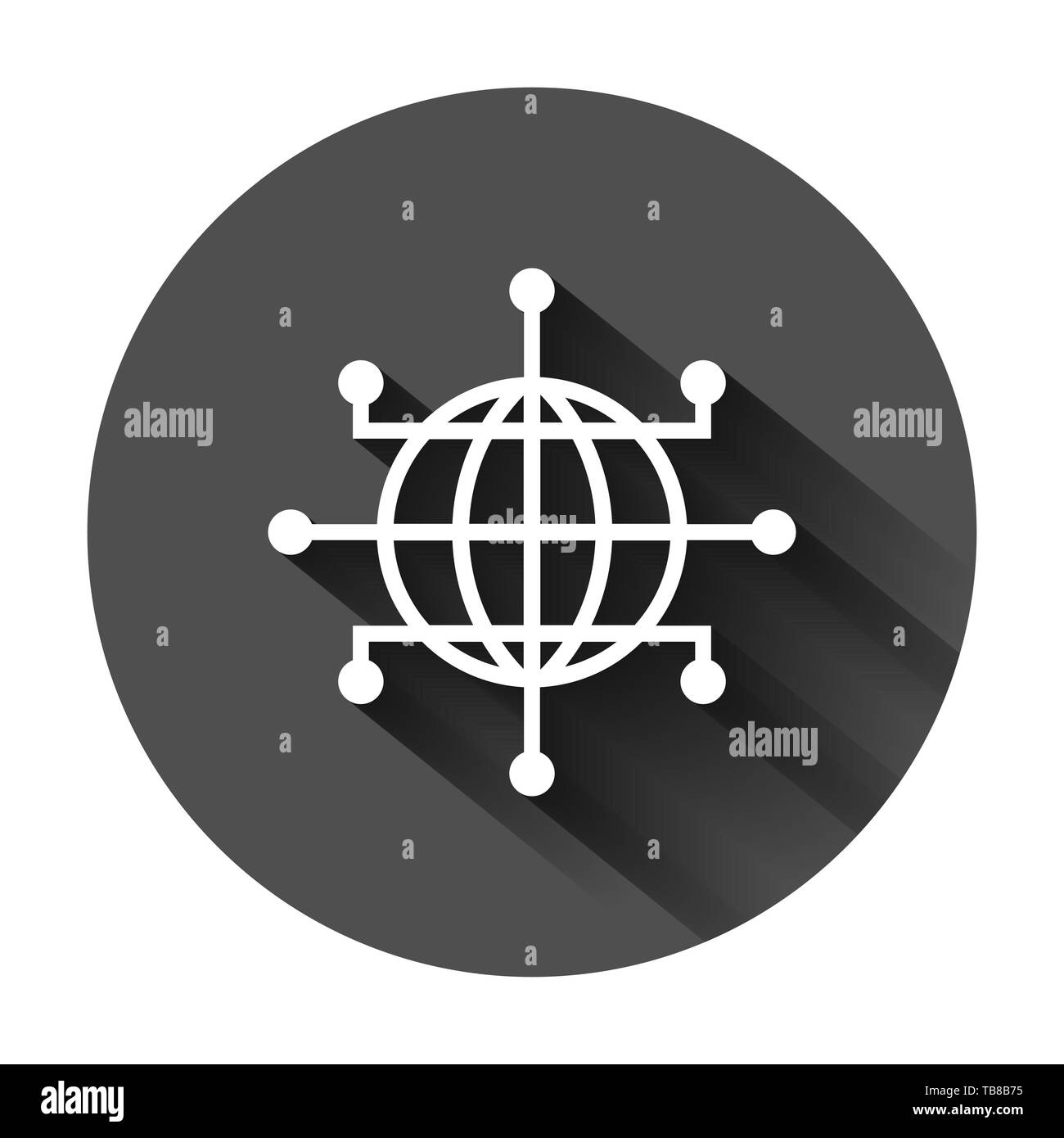 Global network icon in flat style. Cyber world vector illustration on ...
