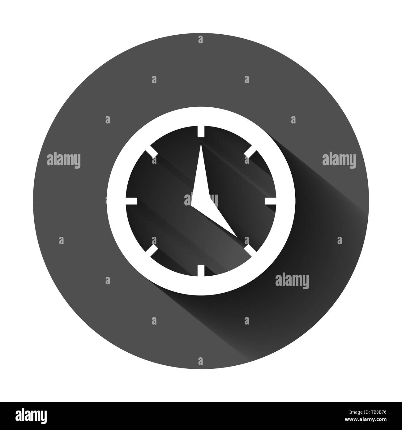 Real time icon in flat style. Clock vector illustration on black round ...