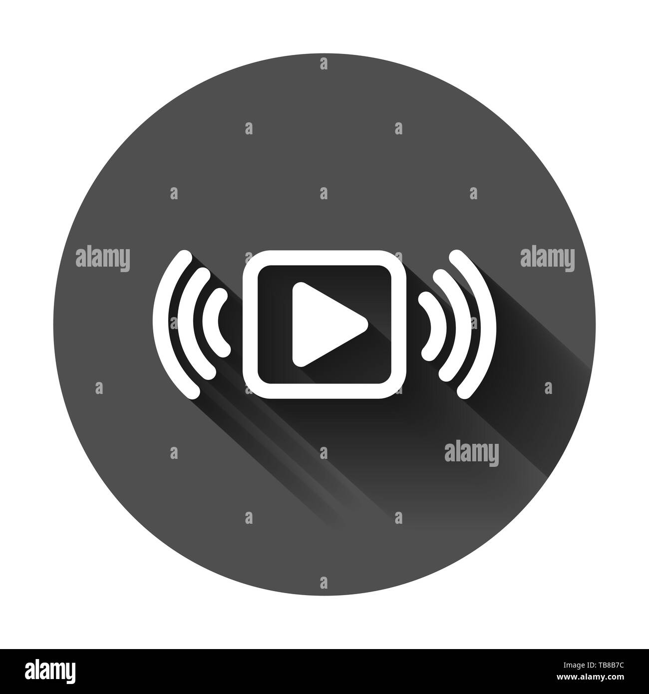 Play button icon in flat style. Streaming tv vector illustration on ...